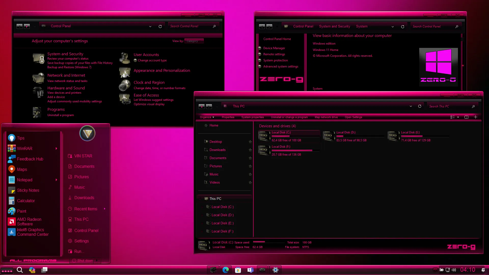 Zero-G Pink V2 Theme For Windows 11 — VIN STAR